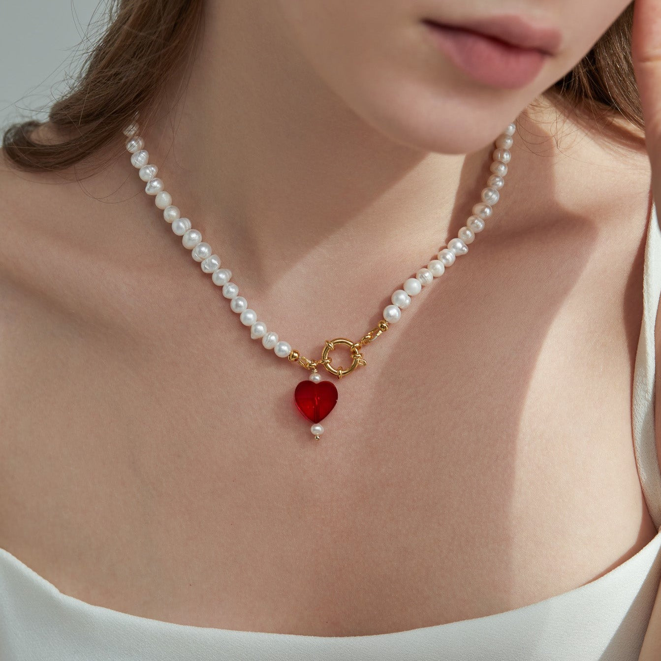 Red Heart Freshwater Pearl Necklace The Perfect Symbol of Love Luxury Joey Baby
